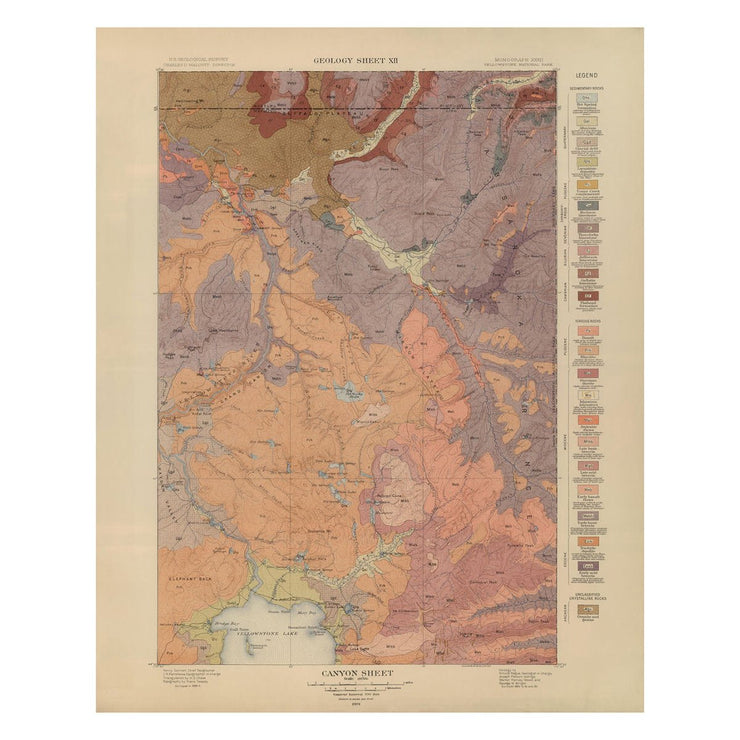 Yellowstone Geologic Map of Canyon Section 1904 Map – Muir Way