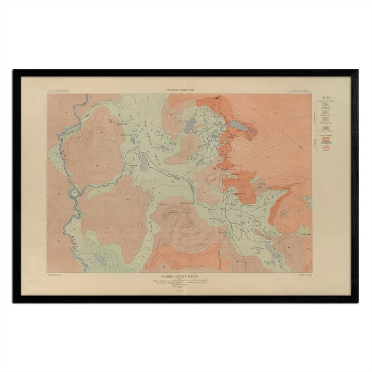 Yellowstone Geologic Map of Norris Geyser Basin 1904 Map – Muir Way