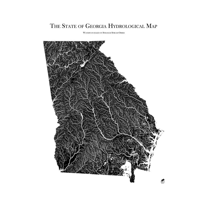 Georgia Hydrology Series Map | Map of rivers, streams & more - Muir Way