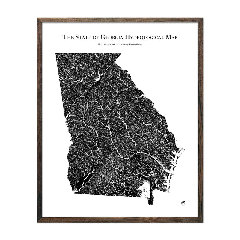 Georgia Relief Map Prints | Hydrological & Elevation Maps - Muir Way