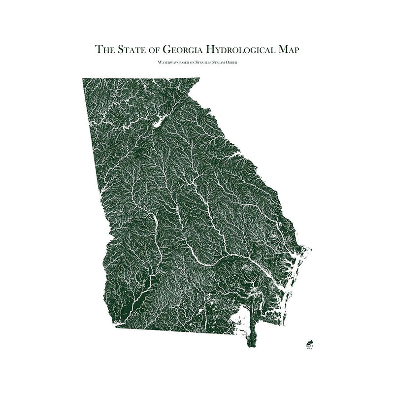 Georgia Hydrology Series Map | Map of rivers, streams & more - Muir Way