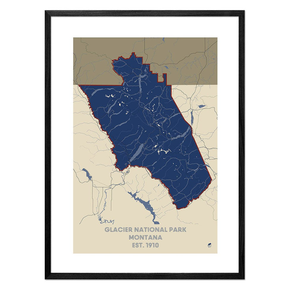 Glacier National Park Poster | National Park Map | Muir Way