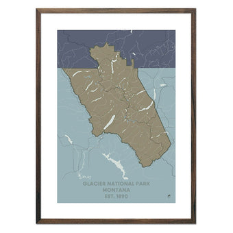 Glacier National Park Poster | National Park Map | Muir Way
