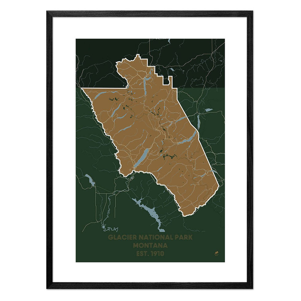 Glacier National Park Poster | National Park Map | Muir Way