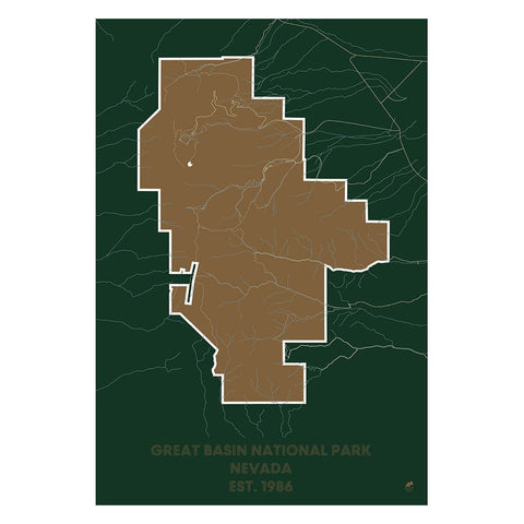 Great Basin National Park Poster | National Park Map | Muir Way