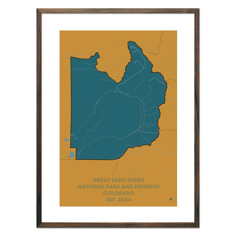 Grand Sand Dunes National Park and Preserve Map Poster | Muir Way