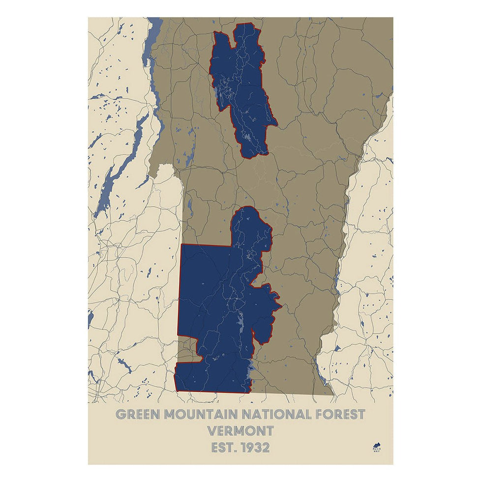 Green Mountain National Forest Map Poster| Muir Way