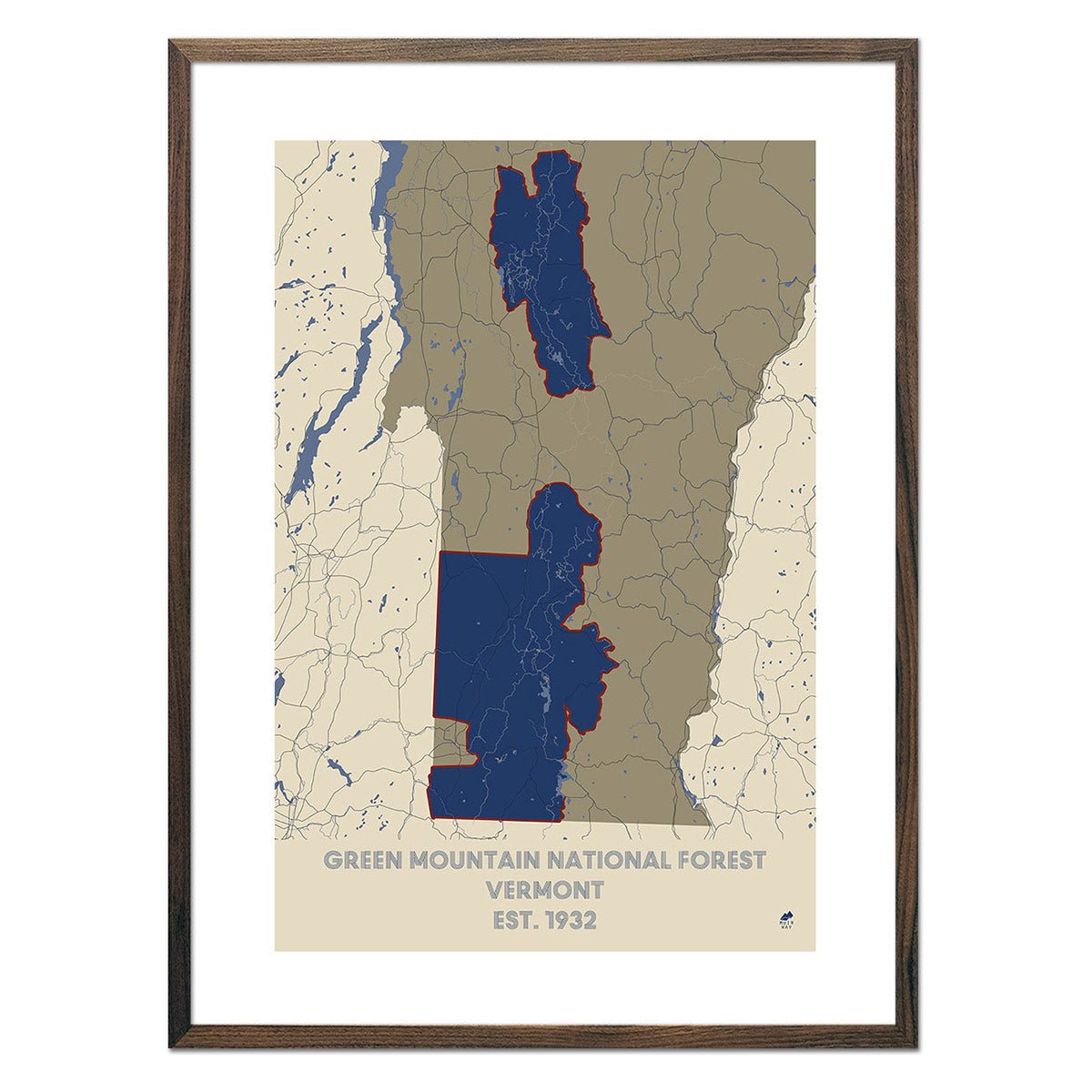 Green Mountain National Forest Map Poster| Muir Way