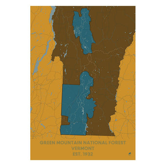 Green Mountain National Forest Map Poster| Muir Way
