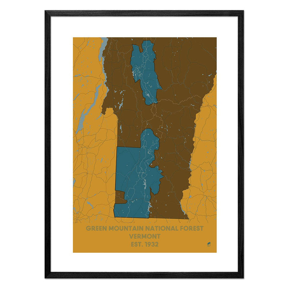 Green Mountain National Forest Map Poster| Muir Way