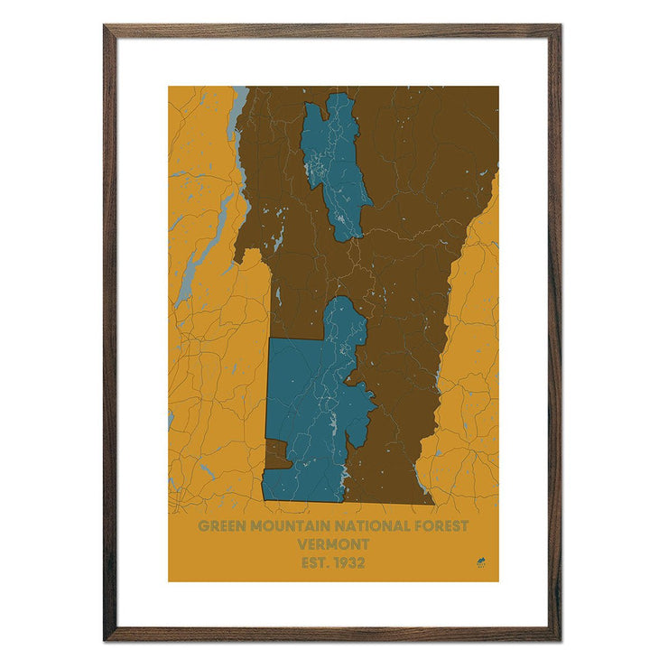 Green Mountain National Forest Map Poster| Muir Way