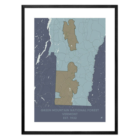Green Mountain National Forest Map Poster| Muir Way