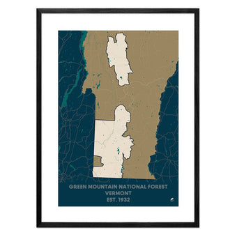 Green Mountain National Forest Map Poster| Muir Way