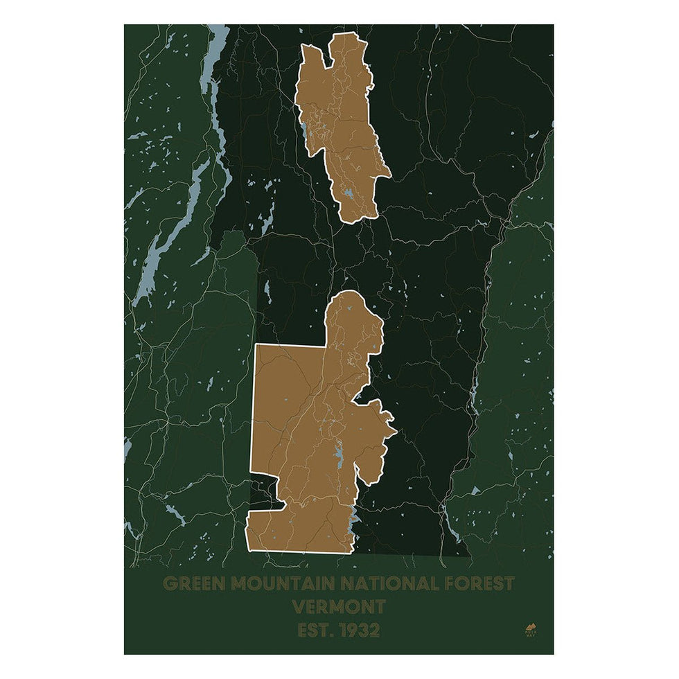 Green Mountain National Forest Map Poster| Muir Way