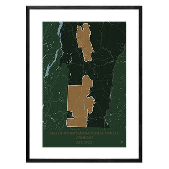 Green Mountain National Forest Map Poster| Muir Way