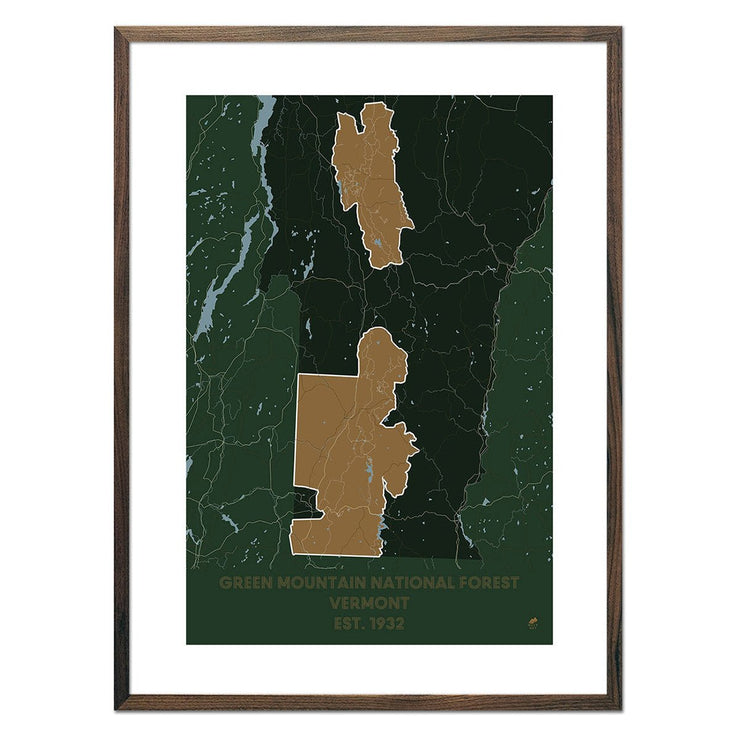 Green Mountain National Forest Map Poster| Muir Way