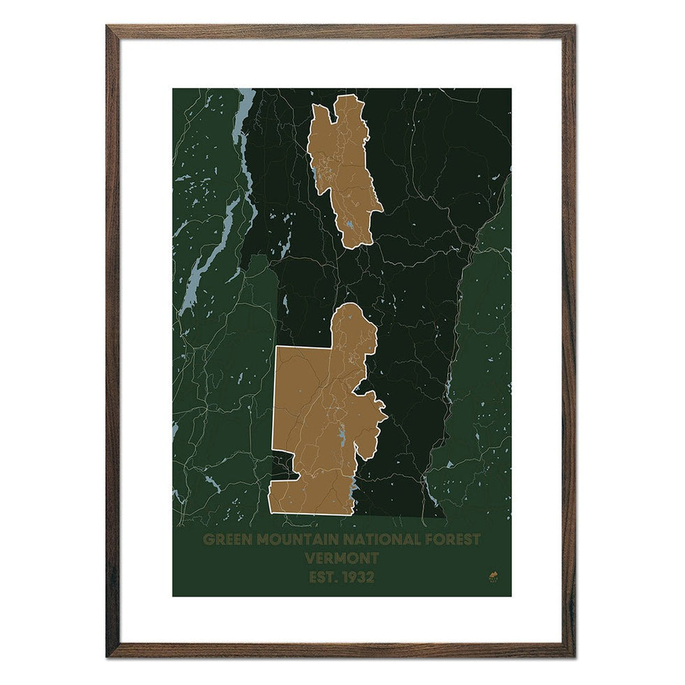 Green Mountain National Forest Map Poster| Muir Way