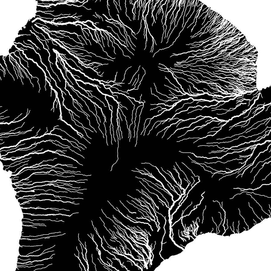 Hawaii Hydrology Series Map | Map of rivers, streams & more - Muir Way