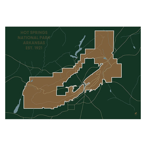 Hot Springs National Park Poster | National Park Map | Muir Way