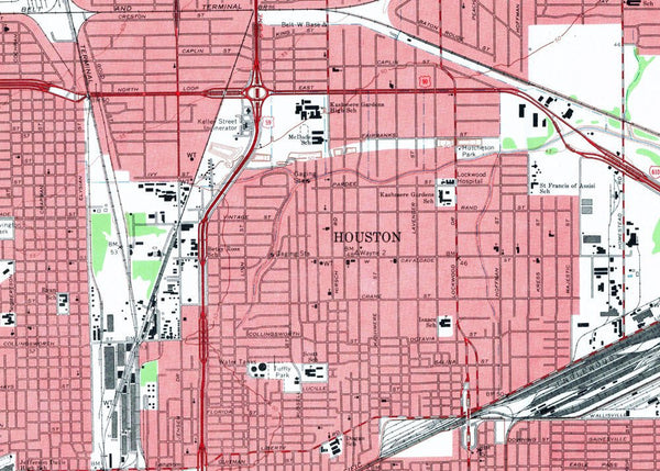 Houston, TX 1967 USGS Map - Muir Way