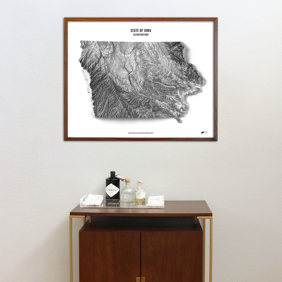 Iowa Relief Maps | Hydrological & Elevation Map Prints – Muir Way