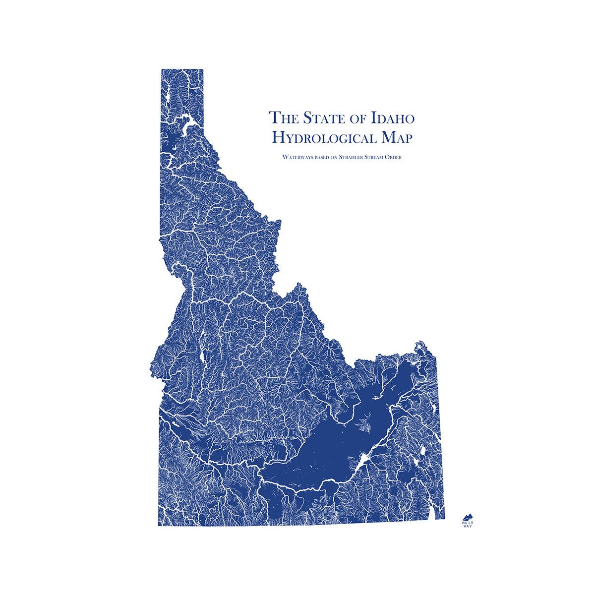 Idaho Hydrology Series Map | Map of rivers, streams & more - Muir Way