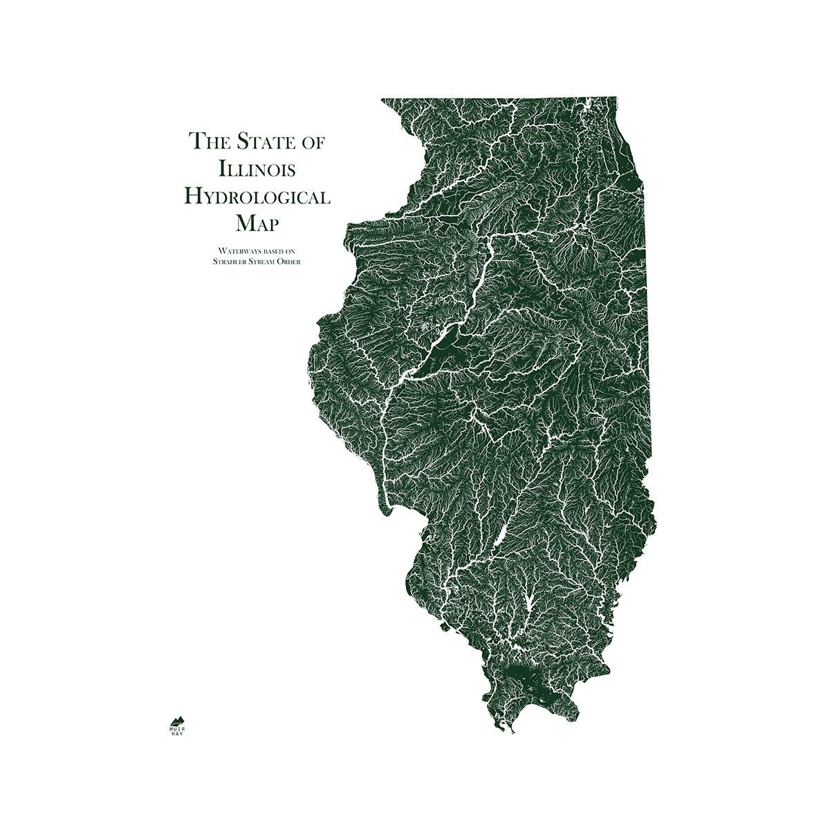 Illinois Hydrology Series Map | Map of rivers, streams & more - Muir Way