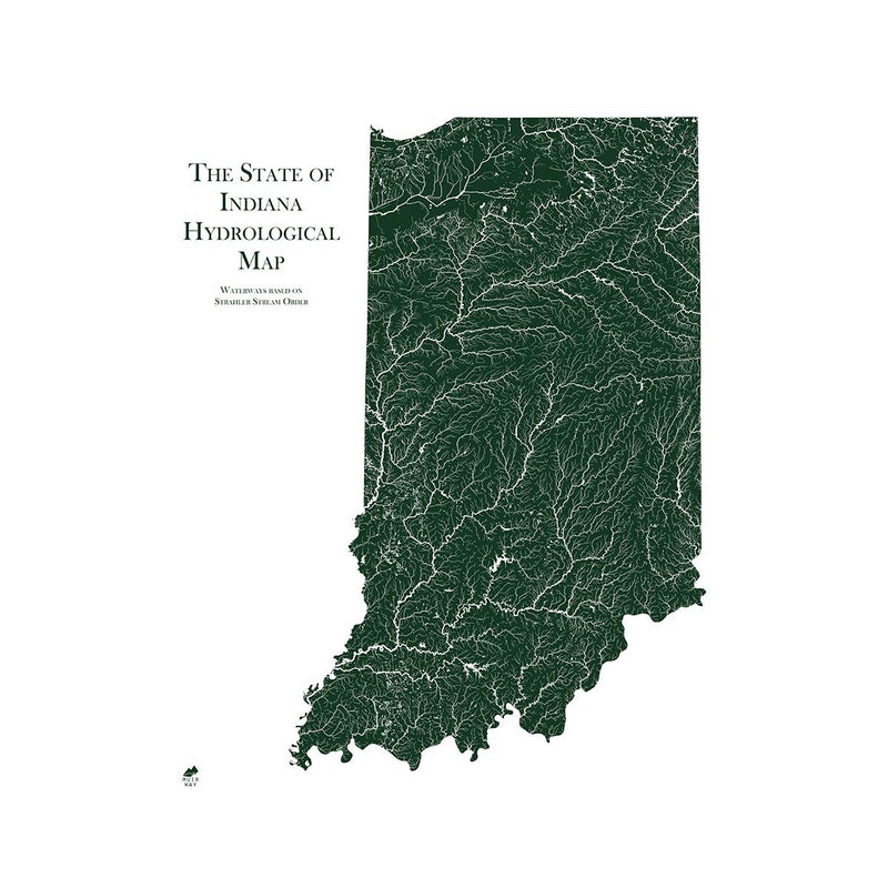 Indiana Hydrology Series Map | Map of rivers, streams & more - Muir Way