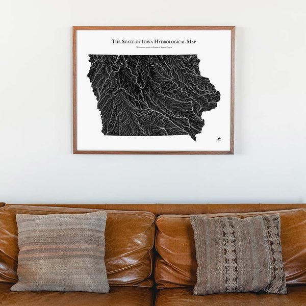 Iowa Hydrology Series Map | Map of rivers, streams & more - Muir Way