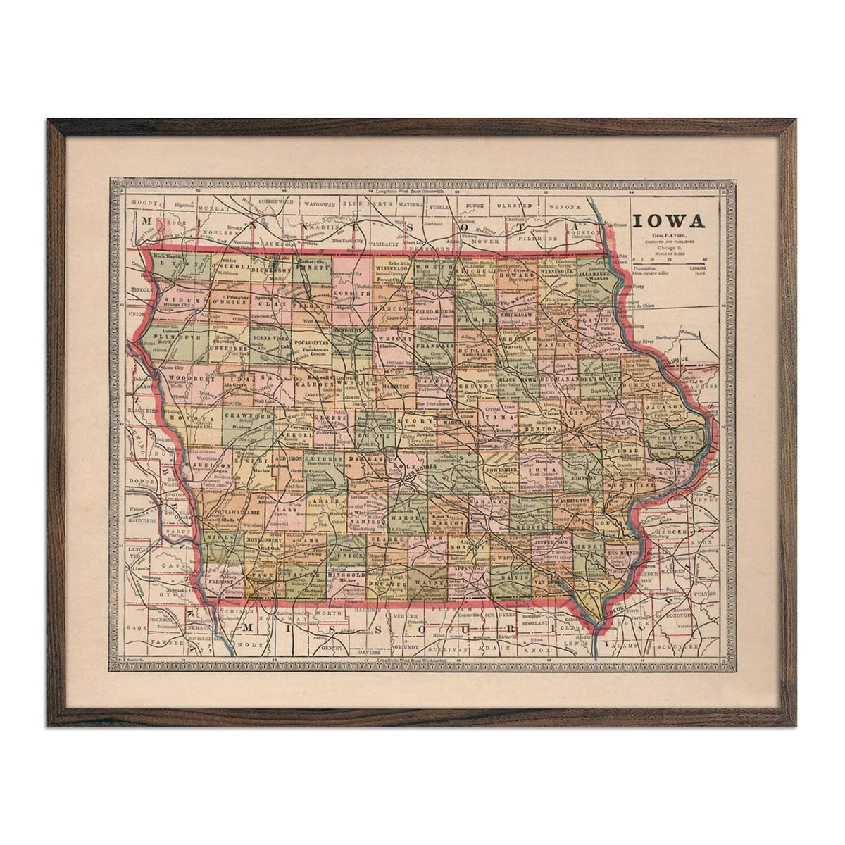 Iowa Relief Maps | Hydrological & Elevation Map Prints - Muir Way