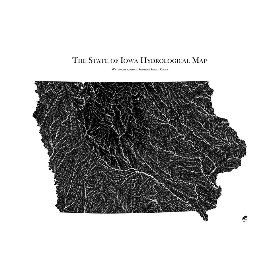 Iowa Relief Maps | Hydrological & Elevation Map Prints – Muir Way