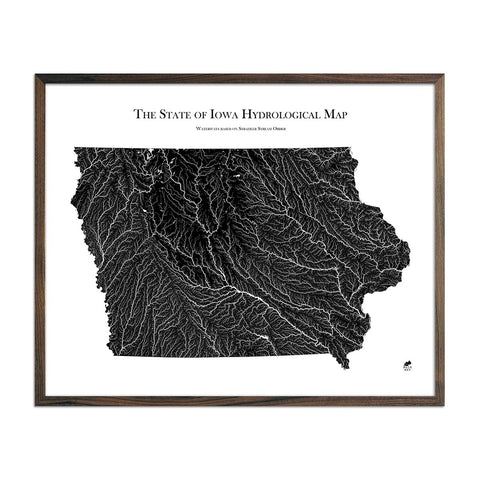Iowa Hydrology Series Map | Map of rivers, streams & more – Muir Way
