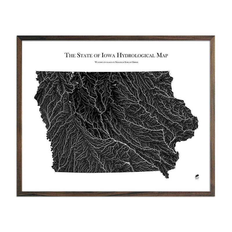 Iowa Hydrology Series Map | Map of rivers, streams & more - Muir Way