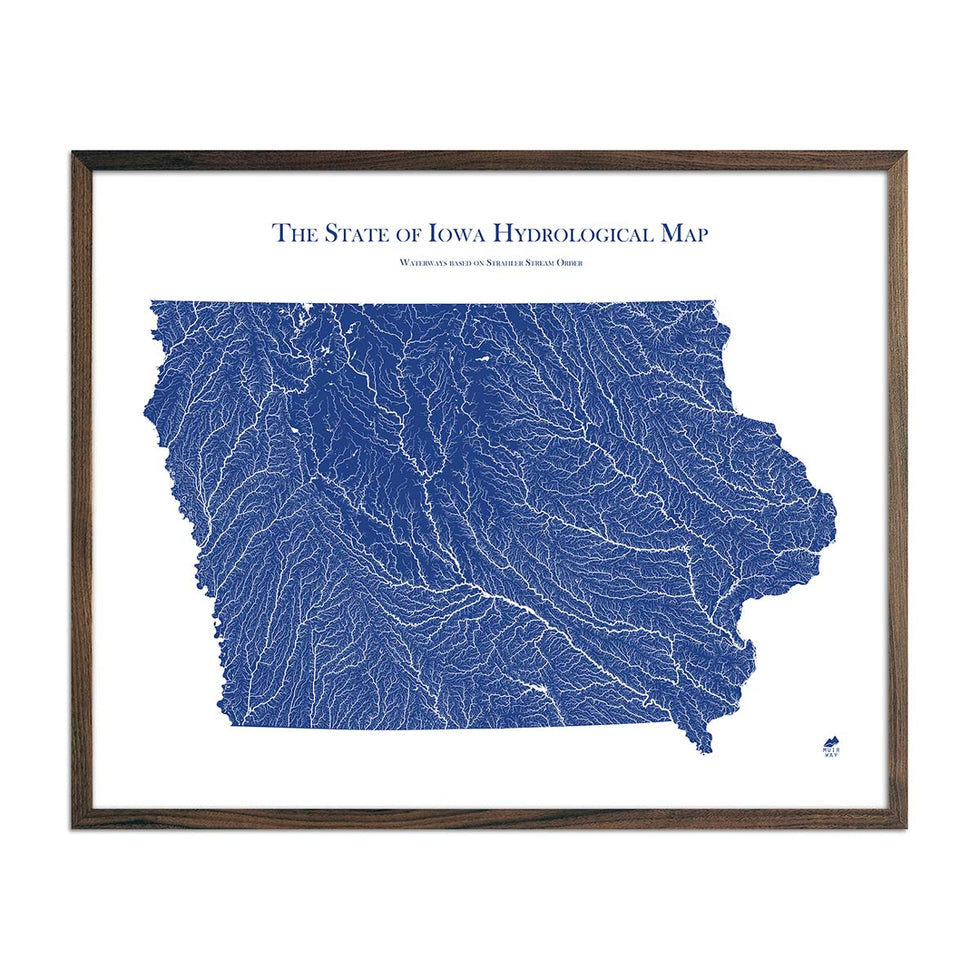 Iowa Hydrology Series Map | Map of rivers, streams & more – Muir Way