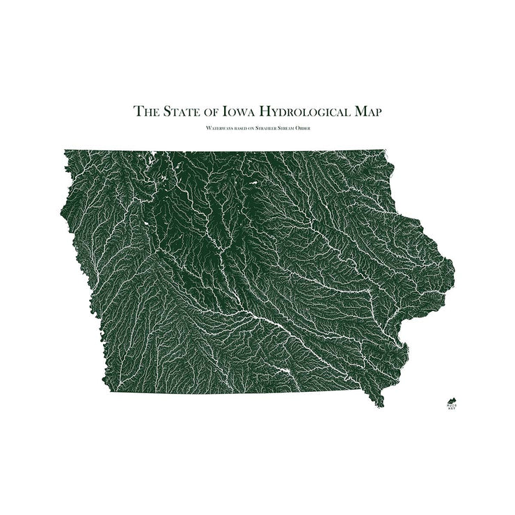 Iowa Hydrology Series Map | Map of rivers, streams & more – Muir Way