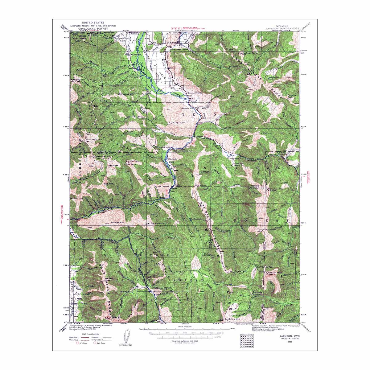 Jackson Hole, WY 1931 USGS Map - Muir Way