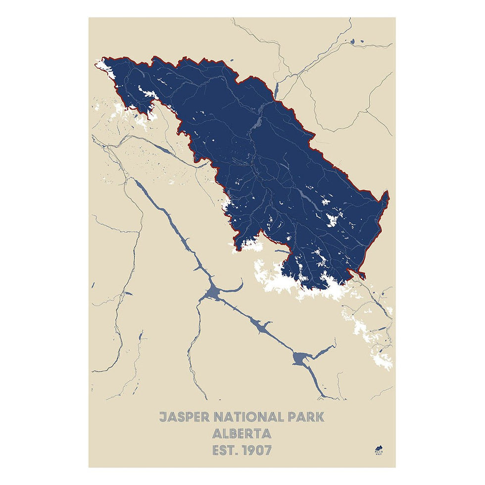 Jasper National Park Poster | National Park Map | Muir Way