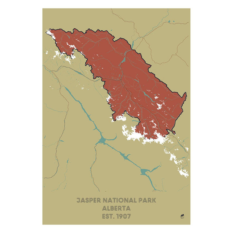 Jasper National Park Poster | National Park Map | Muir Way