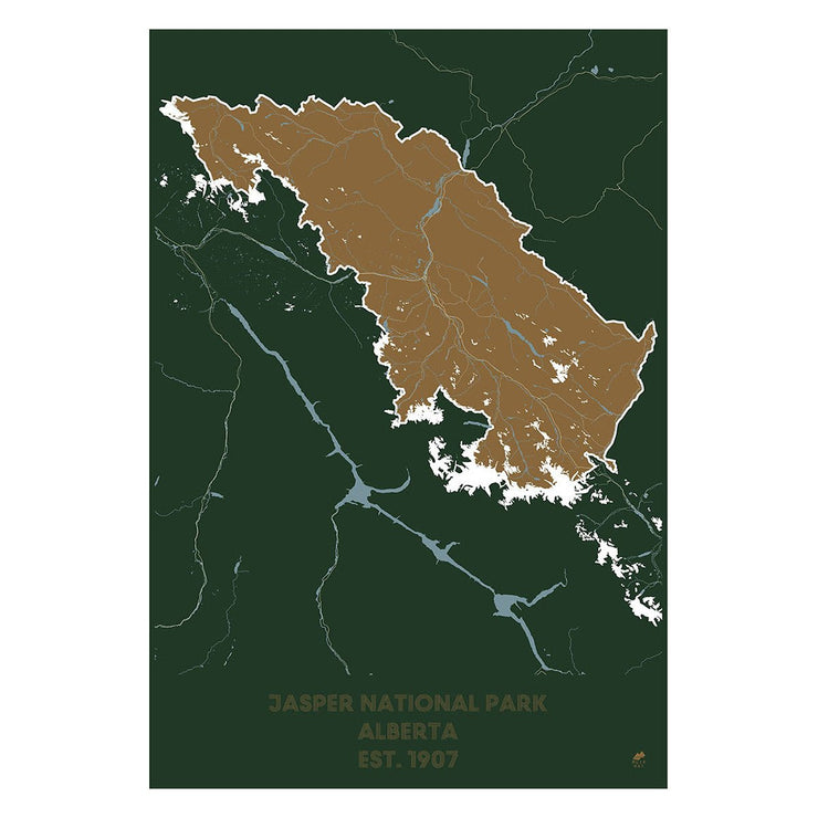 Jasper National Park Poster | National Park Map | Muir Way