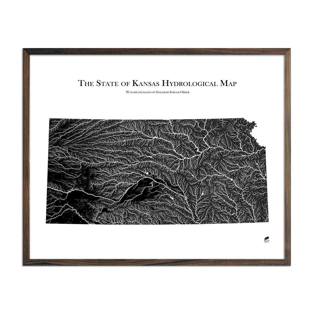 Kansas Relief Maps | Hydrological & Elevation Map Prints - Muir Way