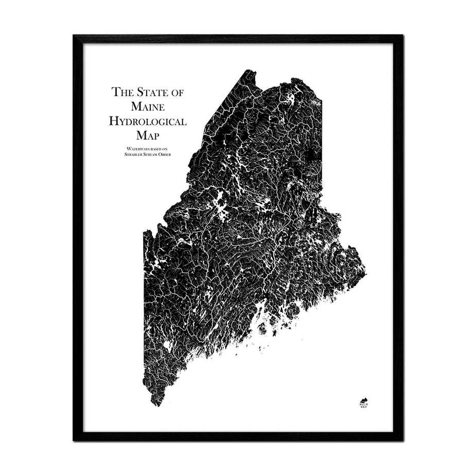 Maine Hydrology Series Map | Map of rivers, streams & more – Muir Way