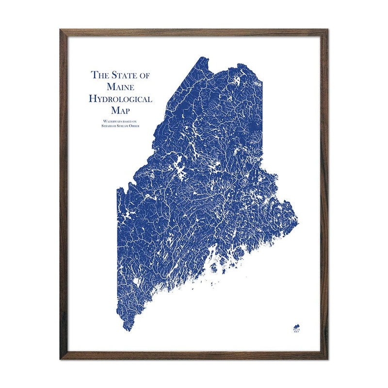 Maine Hydrology Series Map | Map of rivers, streams & more - Muir Way