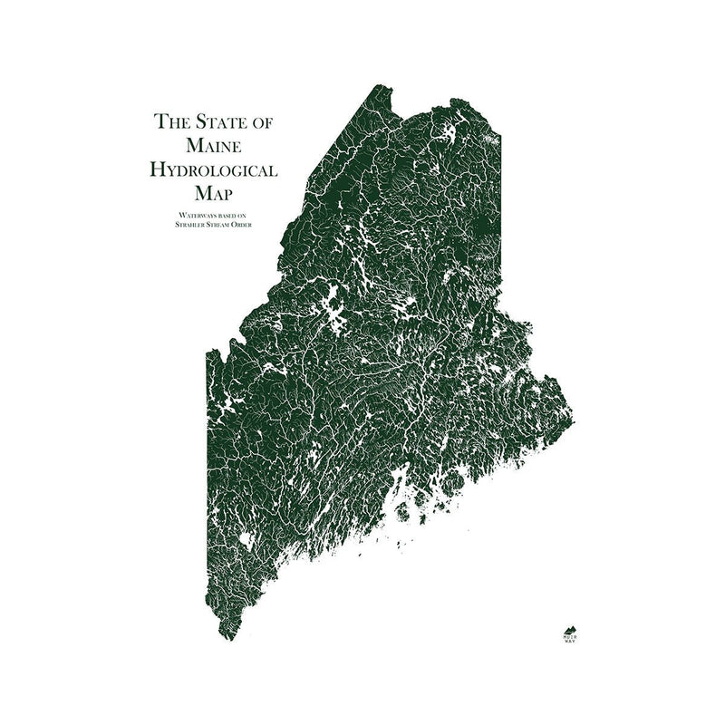 Maine Hydrology Series Map | Map of rivers, streams & more - Muir Way