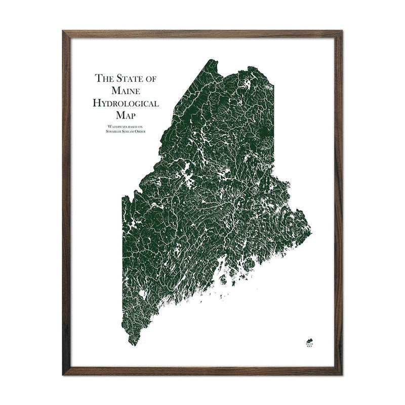 Maine Hydrology Series Map | Map of rivers, streams & more - Muir Way