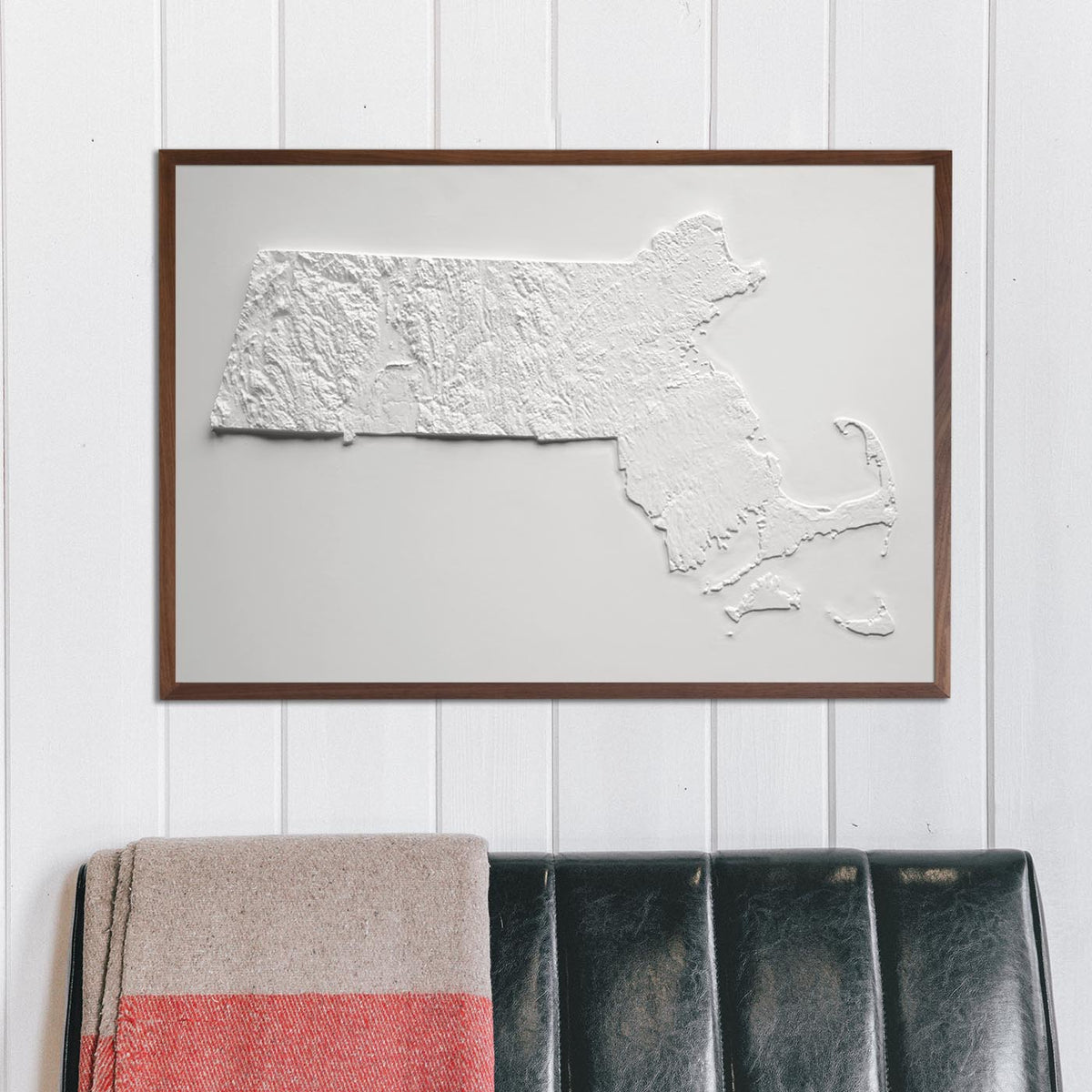 3D Massachusetts Raised Relief Map - Muir Way