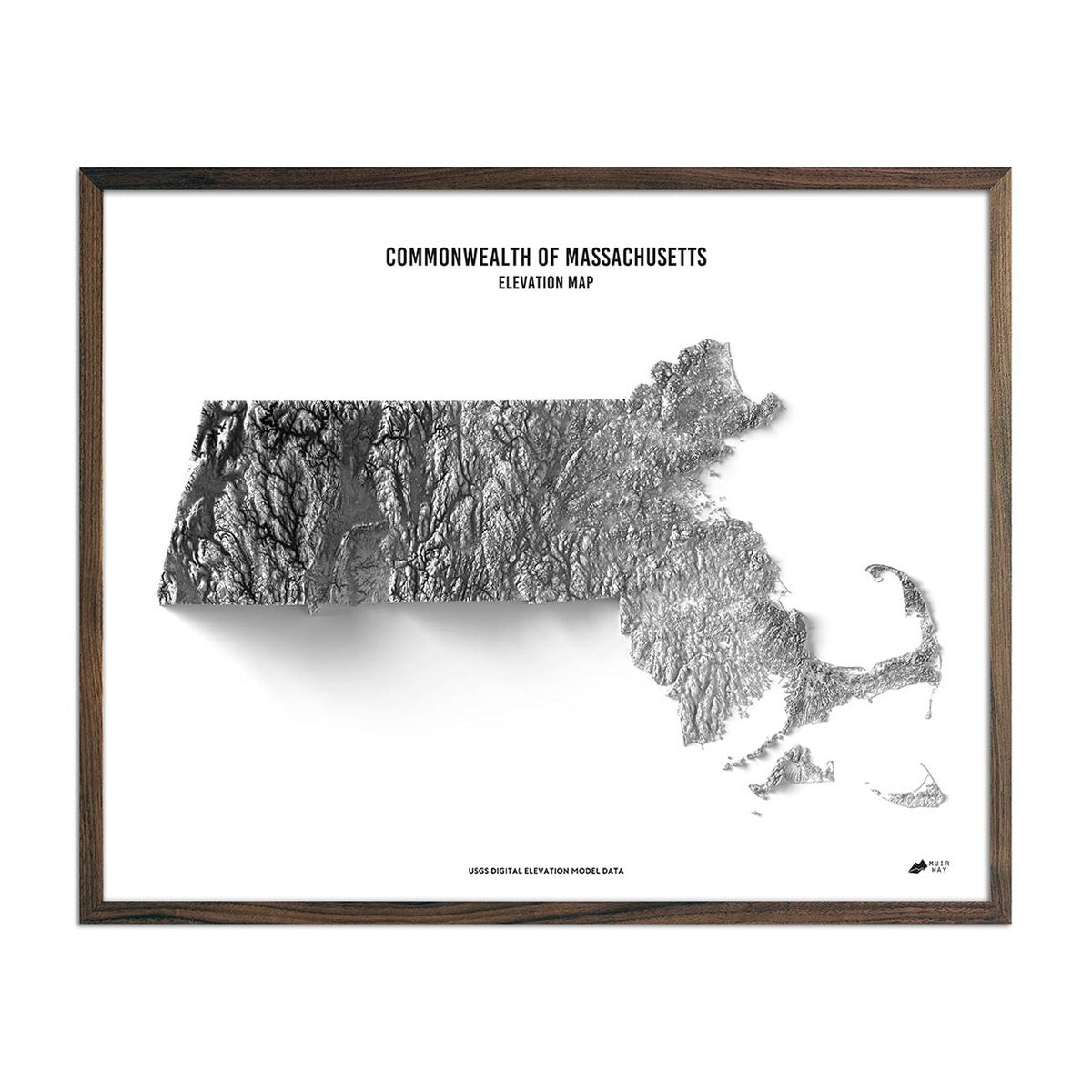 Massachusetts Elevation Map – Muir Way