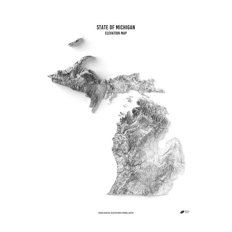 Michigan Elevation Map - Muir Way