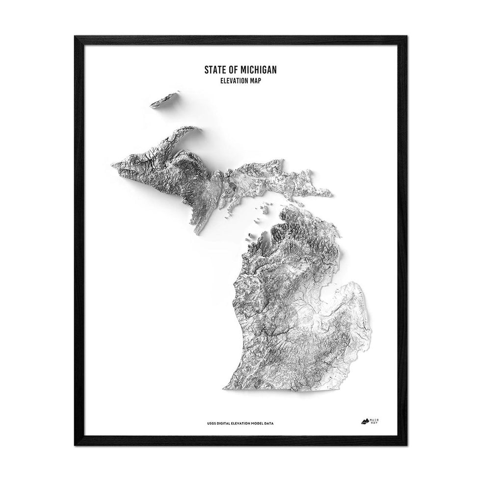 Michigan Elevation Map – Muir Way