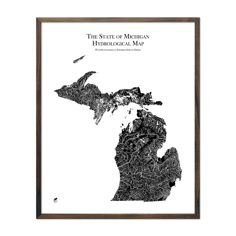 Michigan Hydrology Series Map | Map of rivers, streams & more - Muir Way