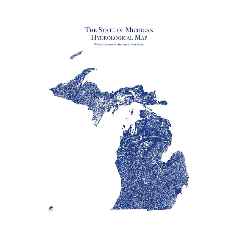 Michigan Hydrology Series Map | Map of rivers, streams & more - Muir Way